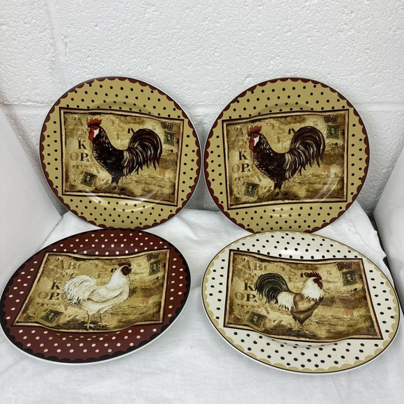 Sakura | Dining | Sakura Retro Rooster 8 Salad Plates Set Sakura ...